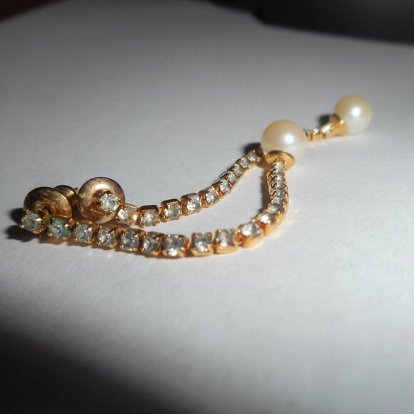 Jewelry | Earrings 1 Pair Dangle White Stones Plus Pearl | Poshmark